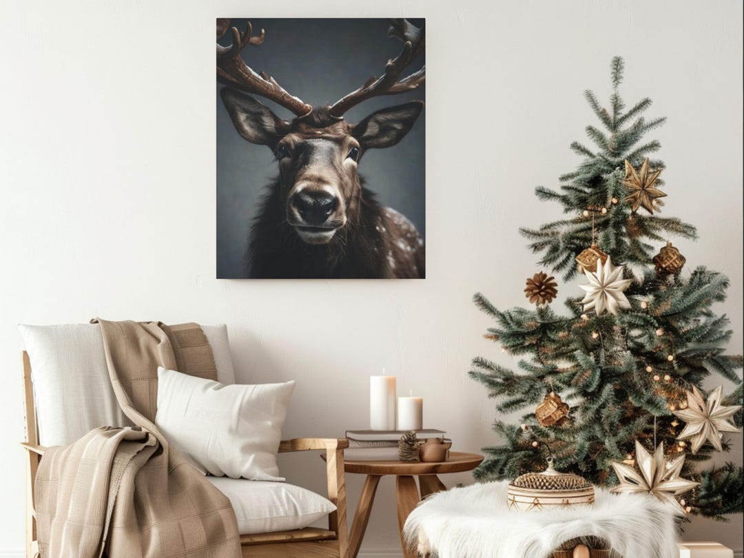 Reindeer Print Reindeer Wall Art Christmas Wall Décor Reindeer Print ...