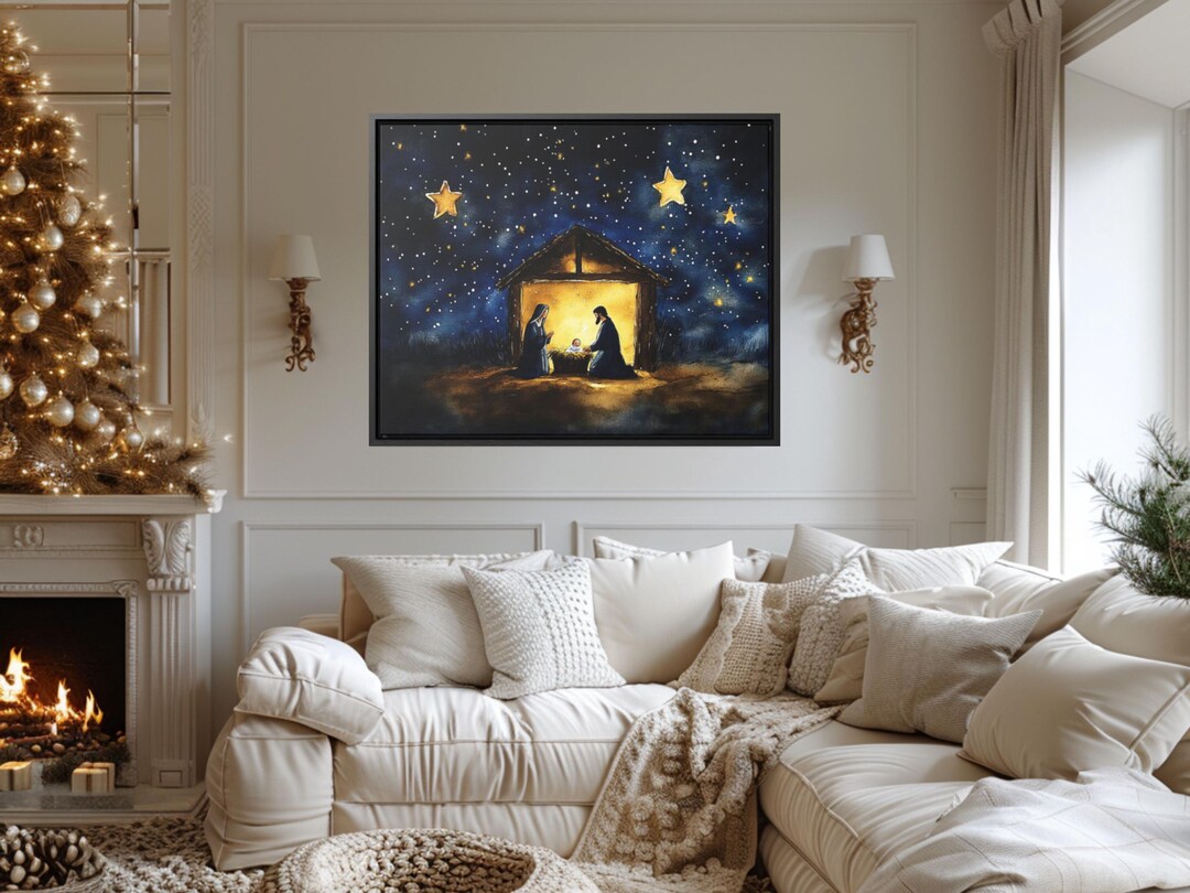 Nativity Wall Art Holy Family Whimsical Art Christmas Eve Fine Art ...