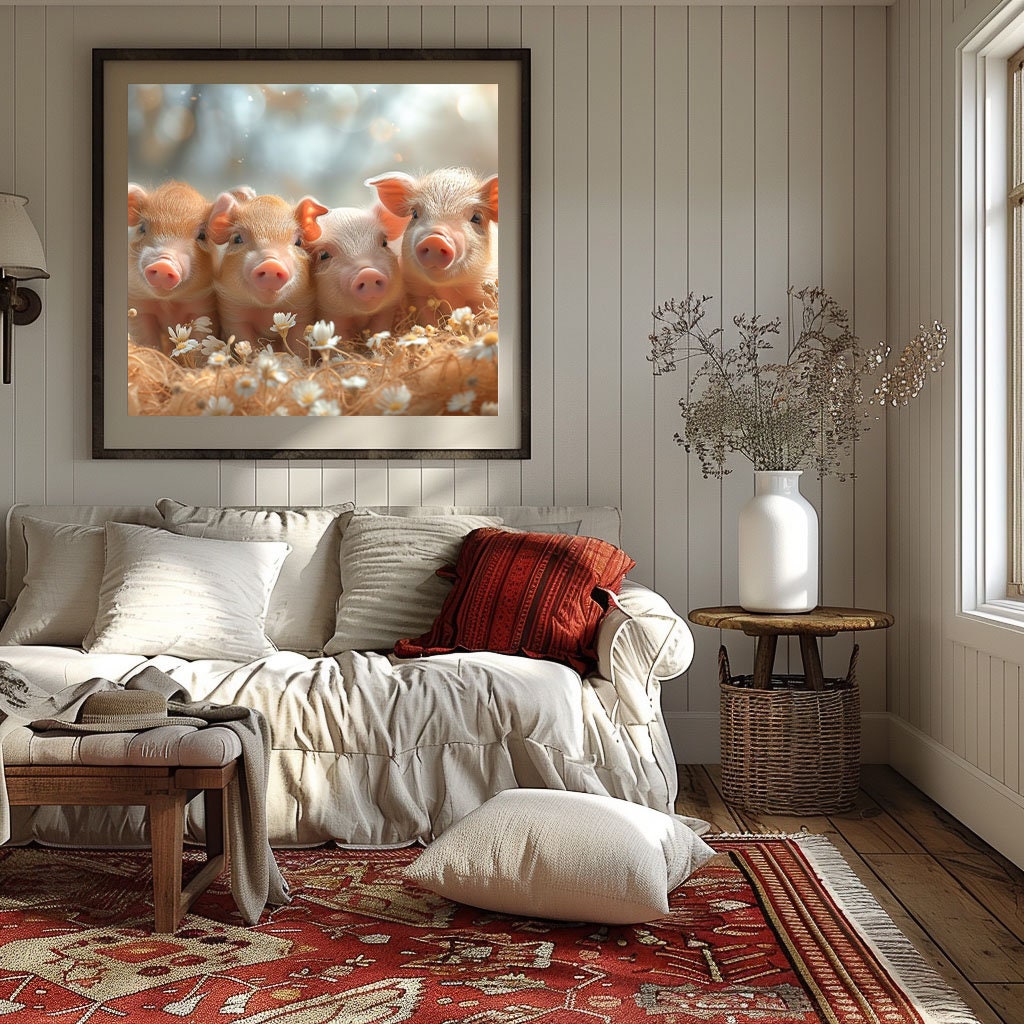 Baby Pigs Print Piglets Wall Décor Pink Piglets Print Piggies Art Baby ...