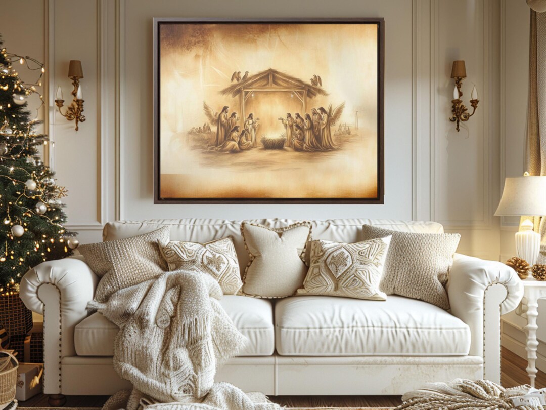 Nativity Wall Art Holy Family Pencil Sketch Christmas Eve Wall Art ...