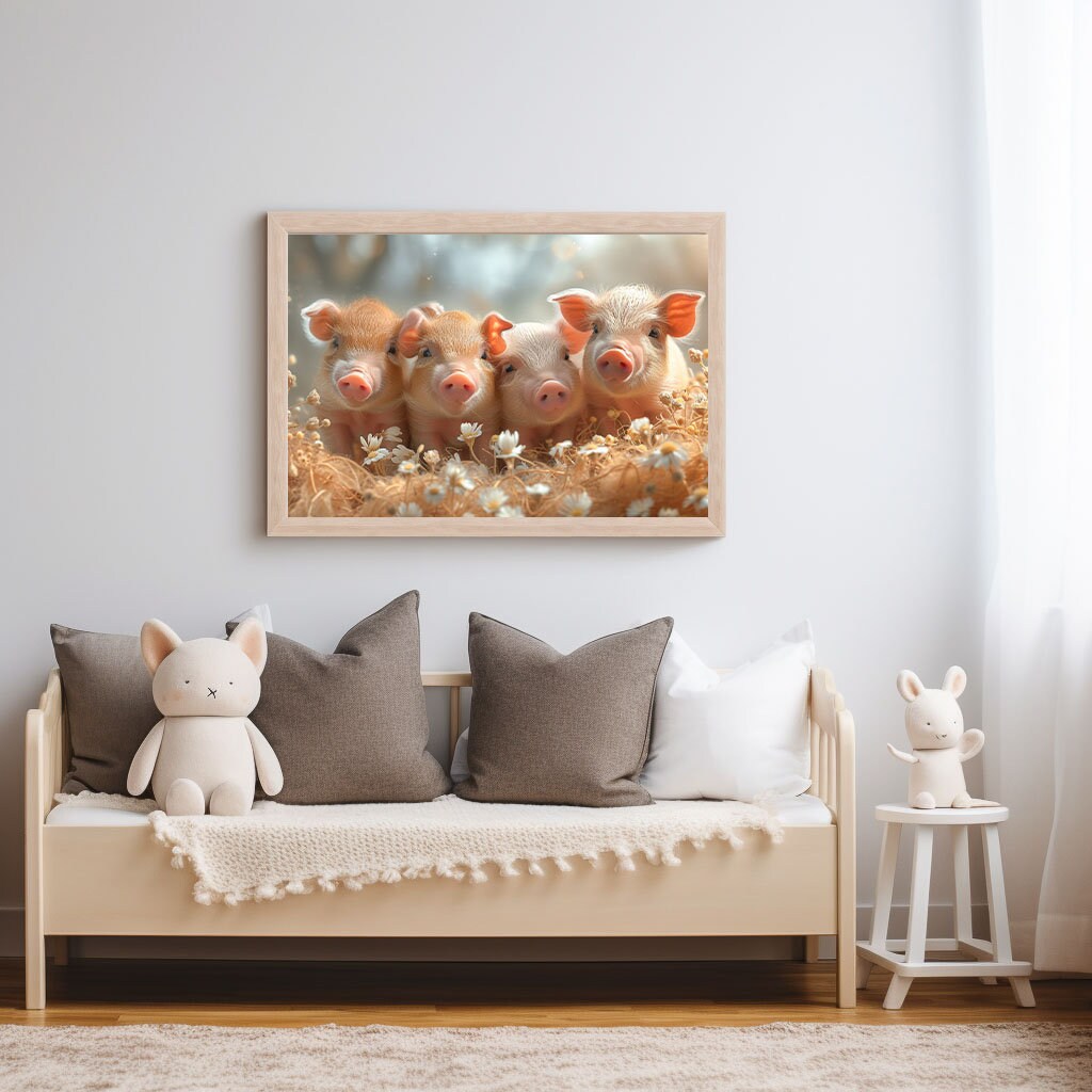 Baby Pigs Print Piglets Wall Décor Pink Piglets Print Piggies Art Baby ...