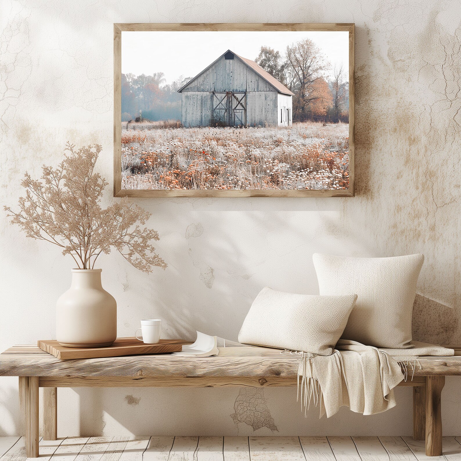 Modern Farmhouse Art Home Cabin Décor Farming Picture Weathered Barn ...