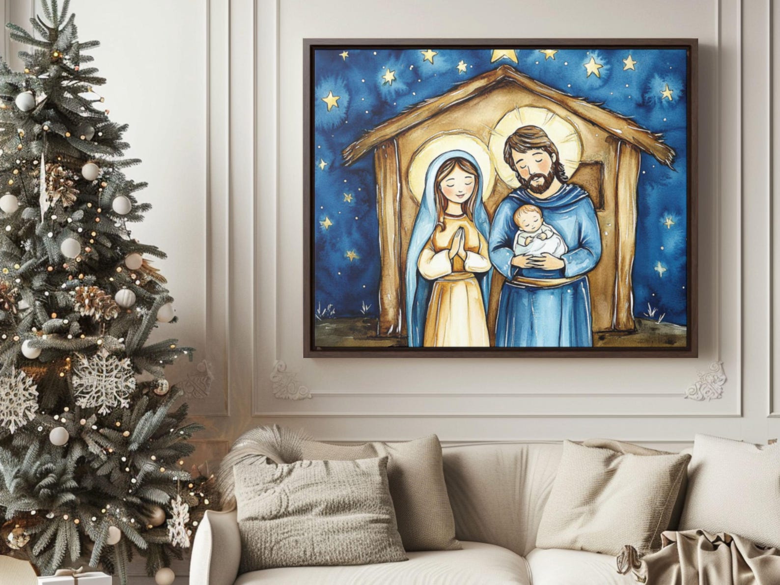Nativity Wall Art Holy Family Whimsical Art Christmas Eve Fine Art ...