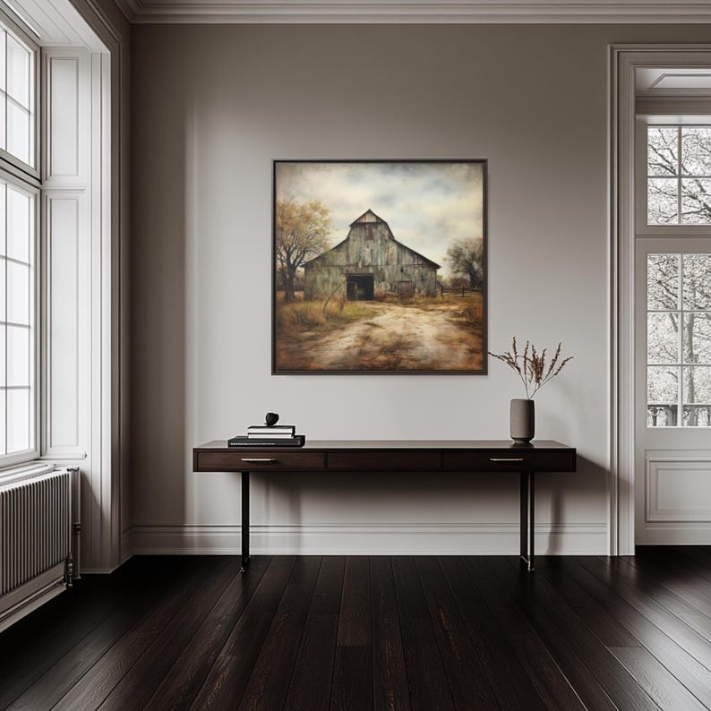 Rustic Barn Scene Print: Farmhouse Style Wall Decor - Etsy