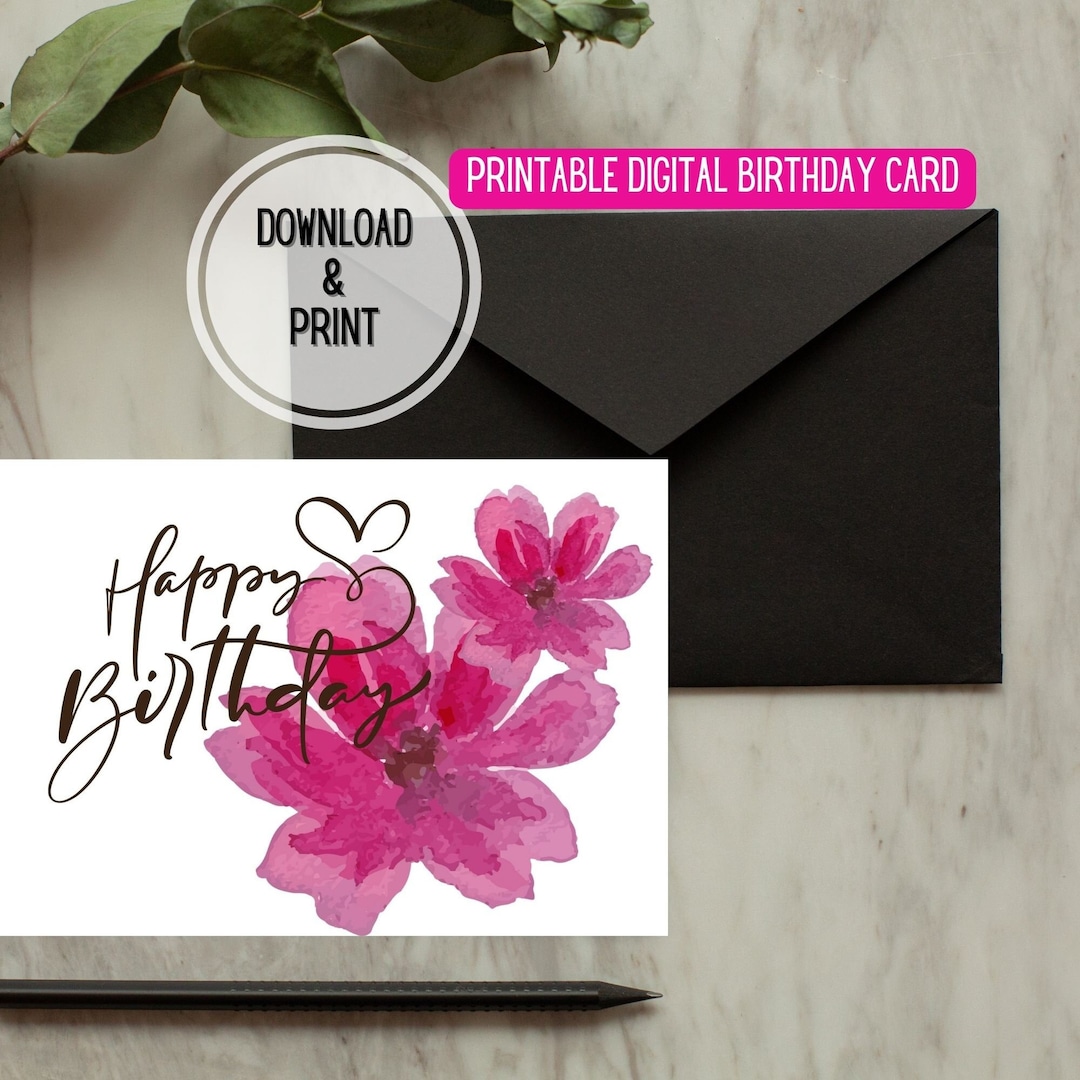 Printable Digital 'happy Birthday' Card / Instant - Etsy