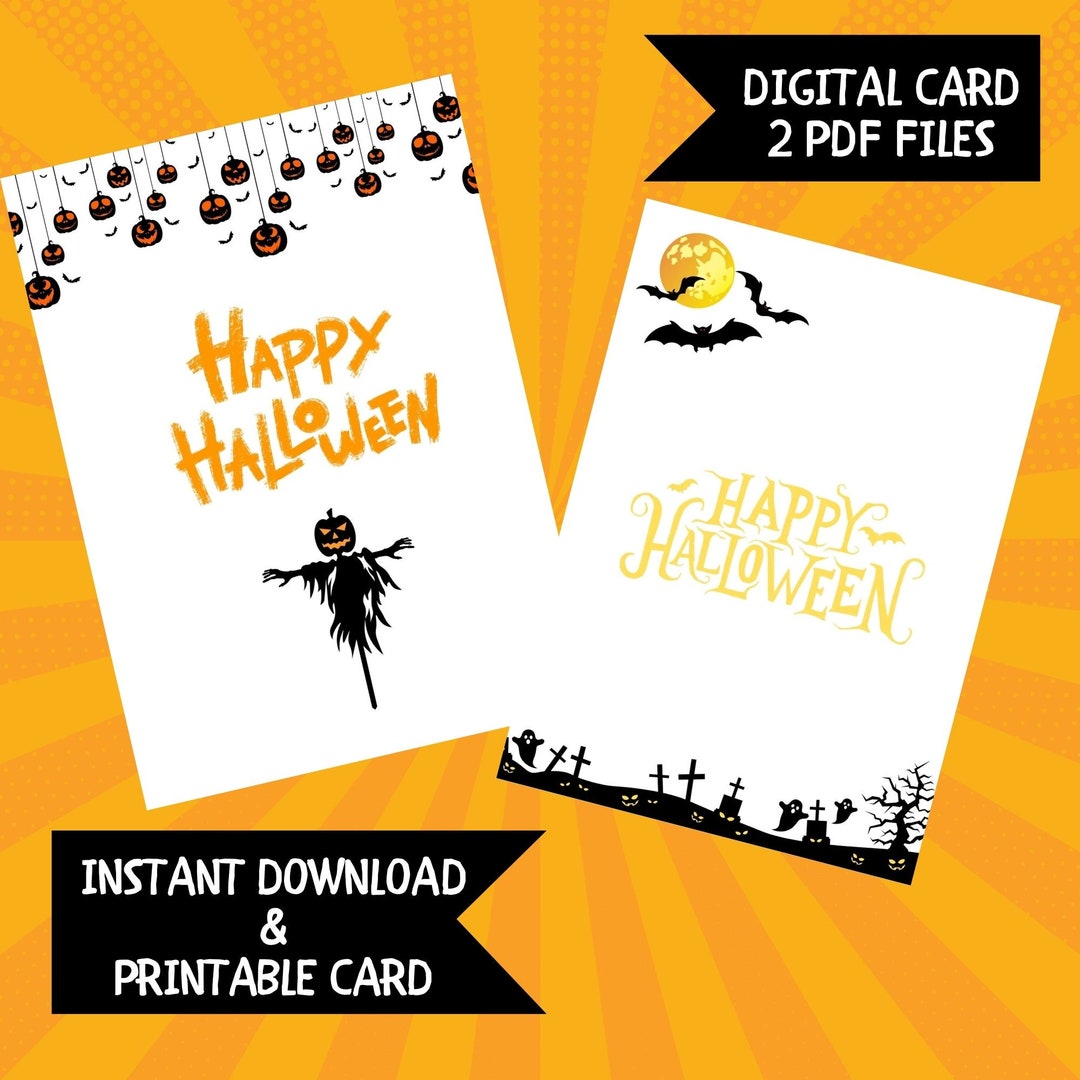 Instant Download Halloween Printable Digital Card/happy Halloween ...