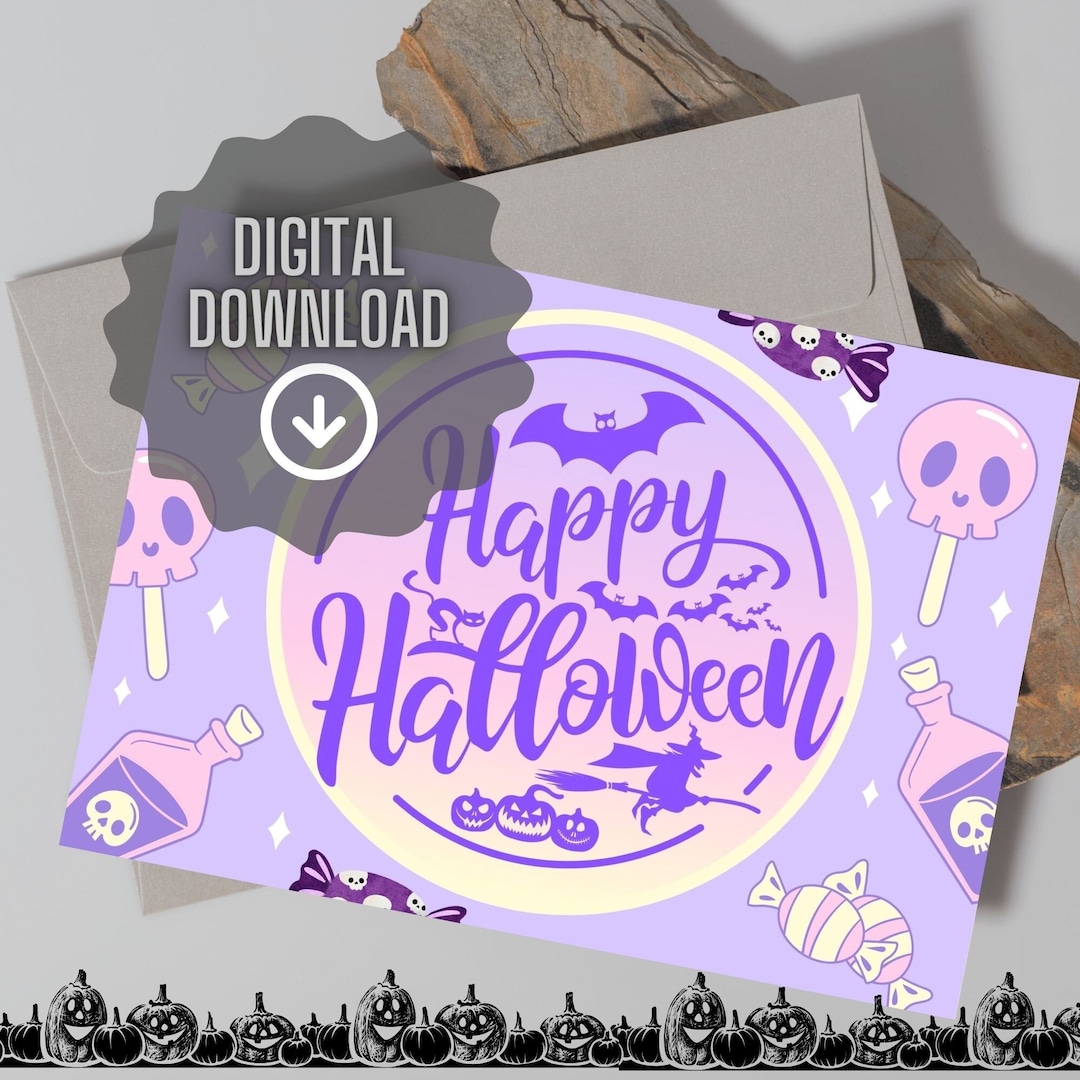 Printable Downloadable Happy Halloween Digital Card / Happy - Etsy