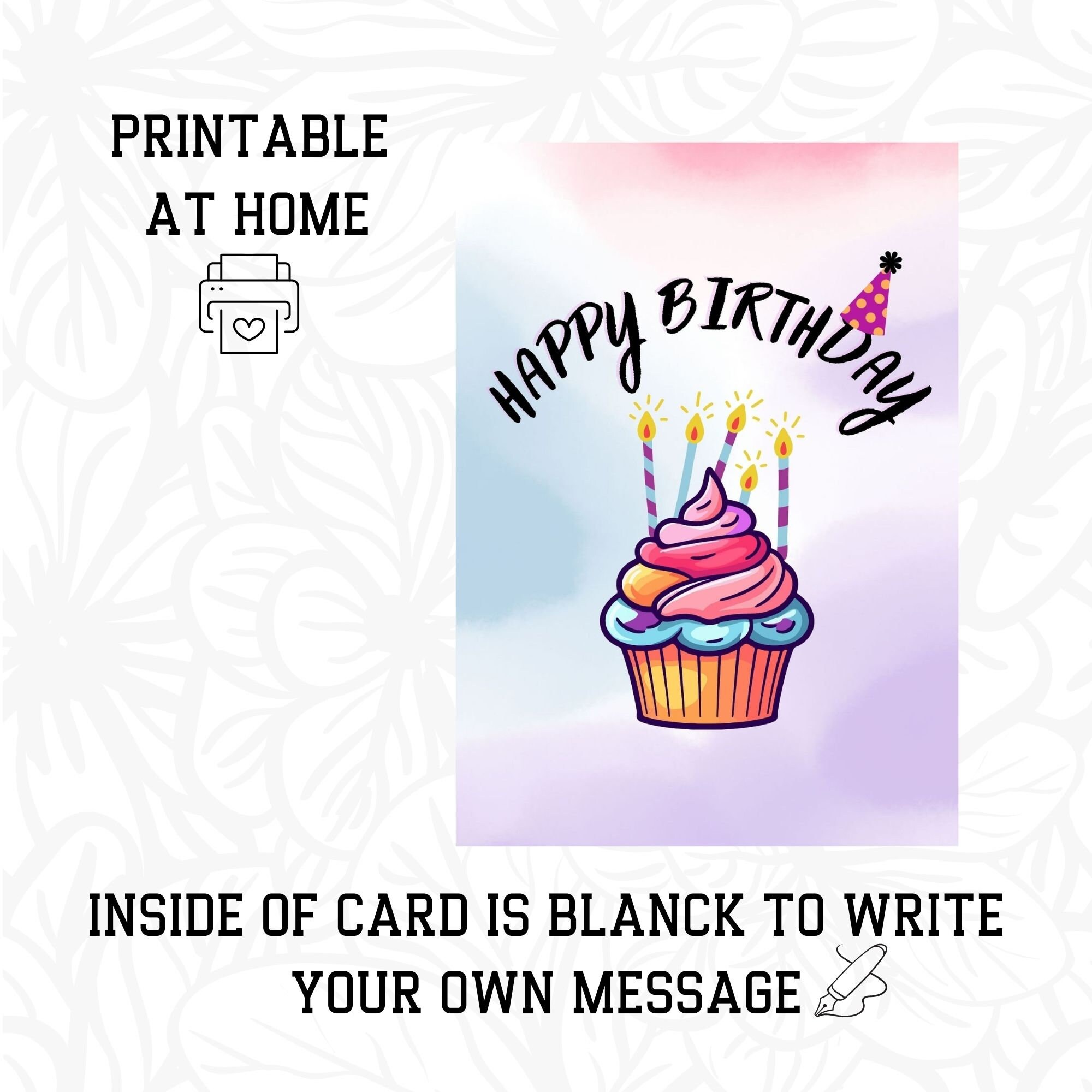Instant Download-digital Happy Birthday Card-print at Home/birthday ...