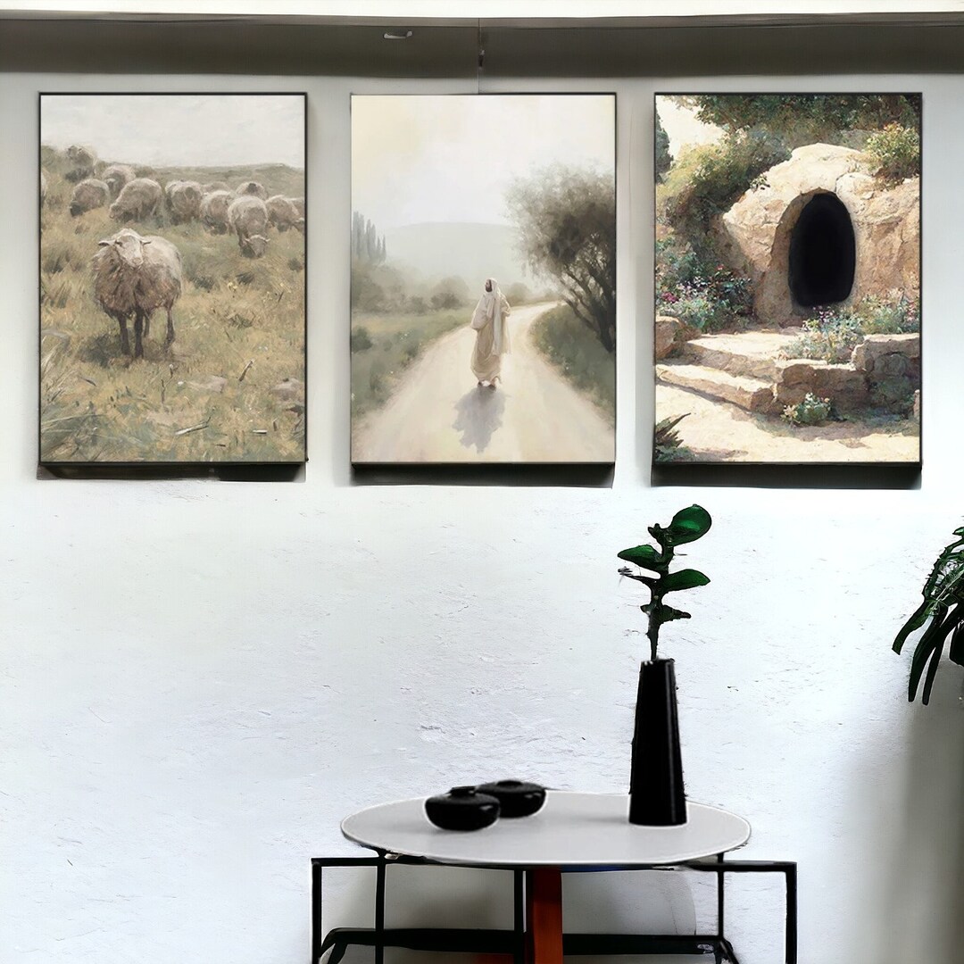 Christliche Galerie Wand Dekor 3er Set Wandbild Leinwandbild ...