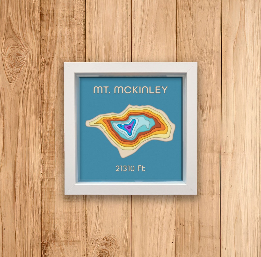 Mt. Mckinley Shadow Box Template, Topographic Art SVG, DIY Gift ...