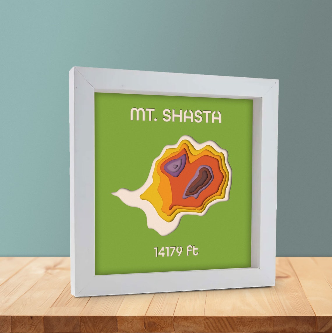 Mt. Shasta Topographic Art Shadow Box SVG, DXF, Eps, PNG Digital ...