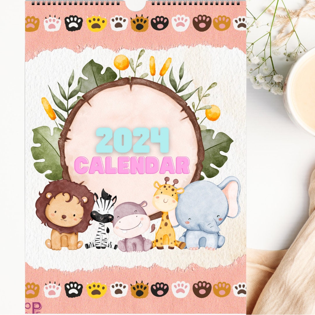 2024 Calendar A4 Pink Wild Animals - Etsy