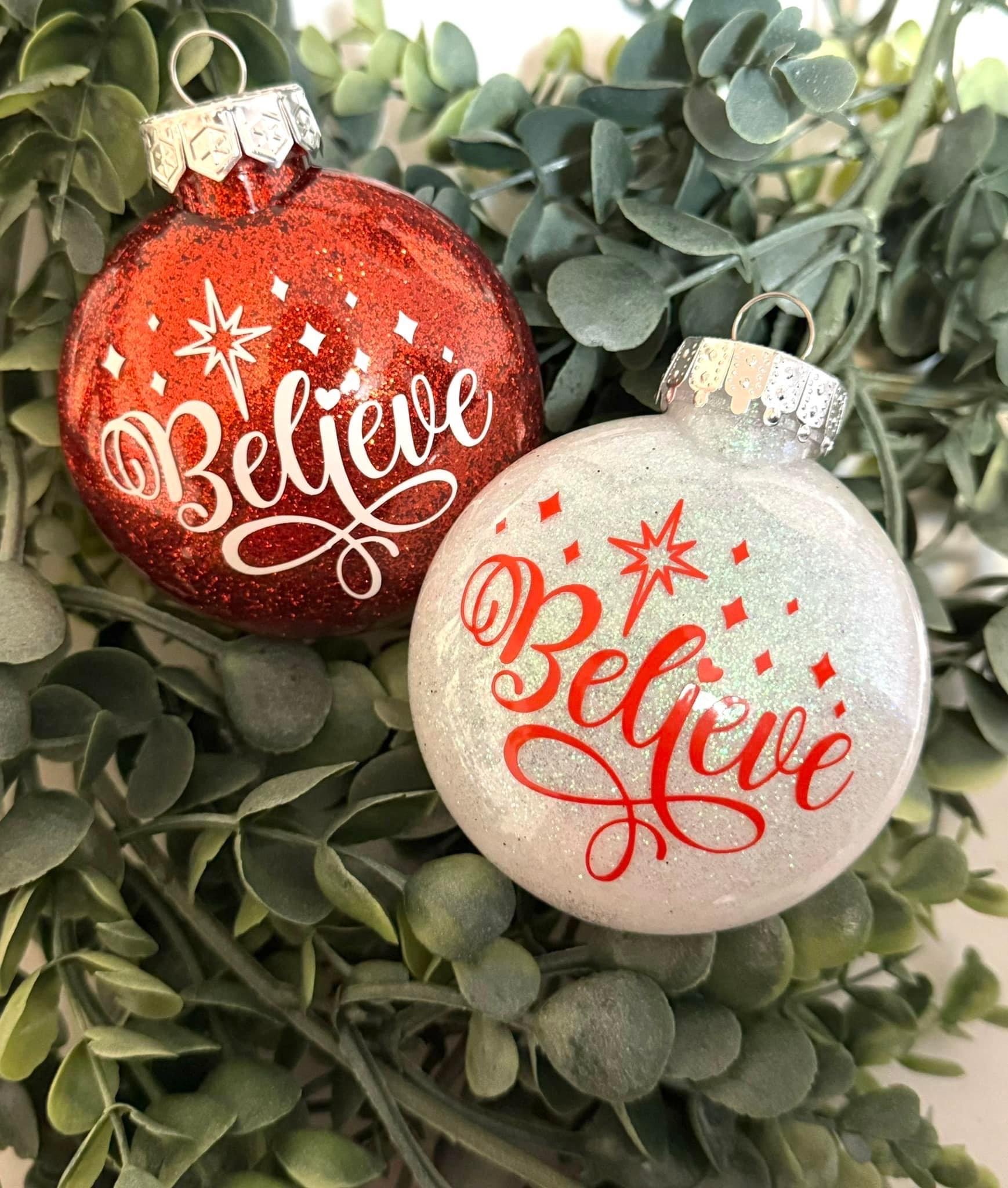 Glitter Personalized Ornaments - Etsy