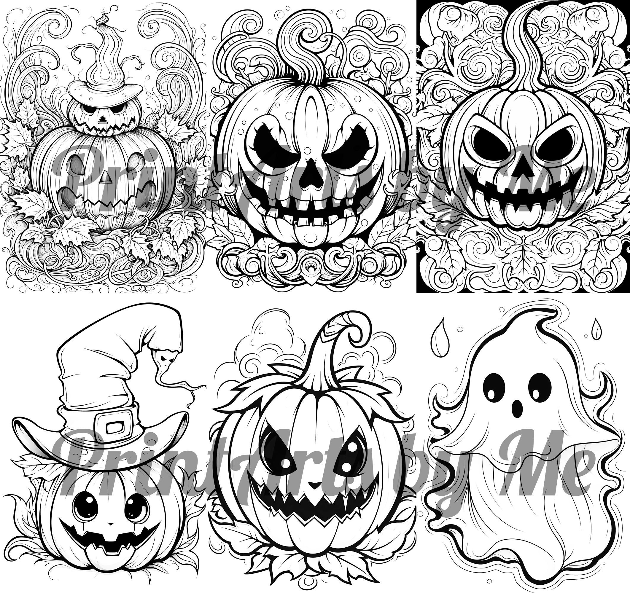 Spooky Halloween Coloring Book, 24 Premium Halloween Creature Themed ...