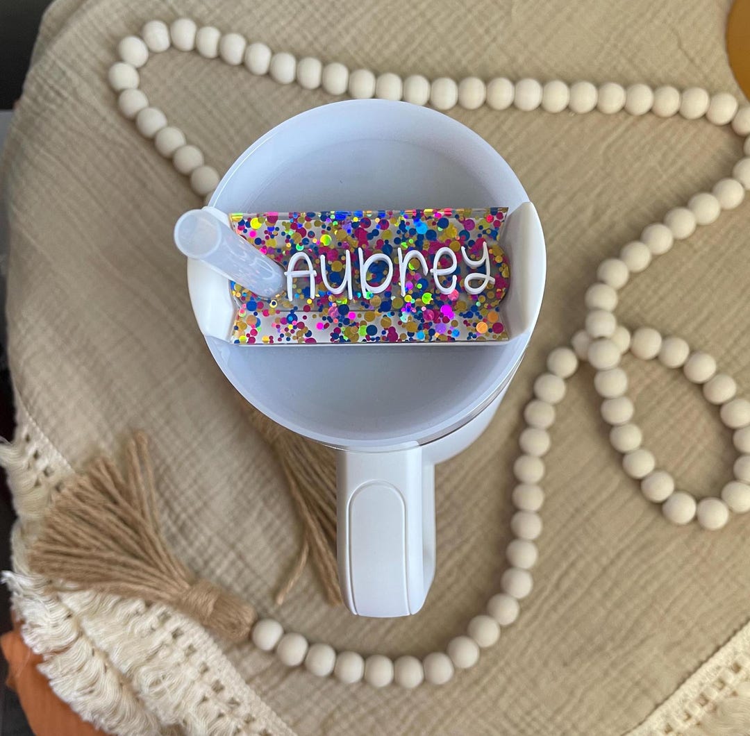 Magenta Blue Gold Confetti Name Plate for 20 30oz Tumbler Cup Tumbler ...