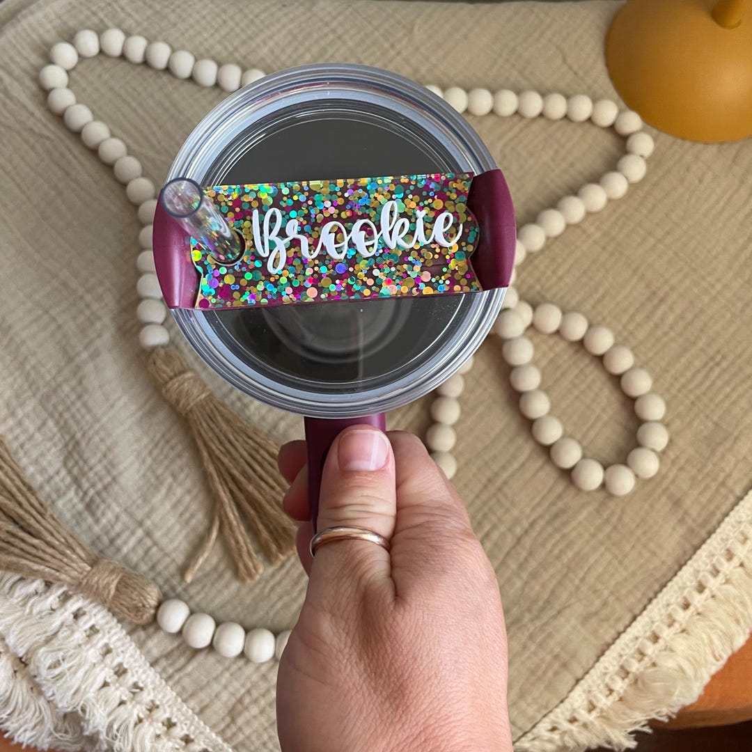 Teal Pink Gold Confetti Name Plate for 40oz Tumbler Cup Tumbler Name ...