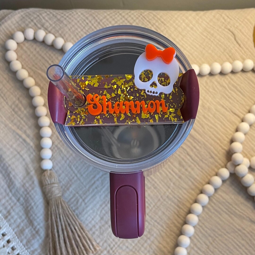 Halloween Name Plate 40oz Tumbler Cup Tumbler Name Tag Tumbler Skull ...