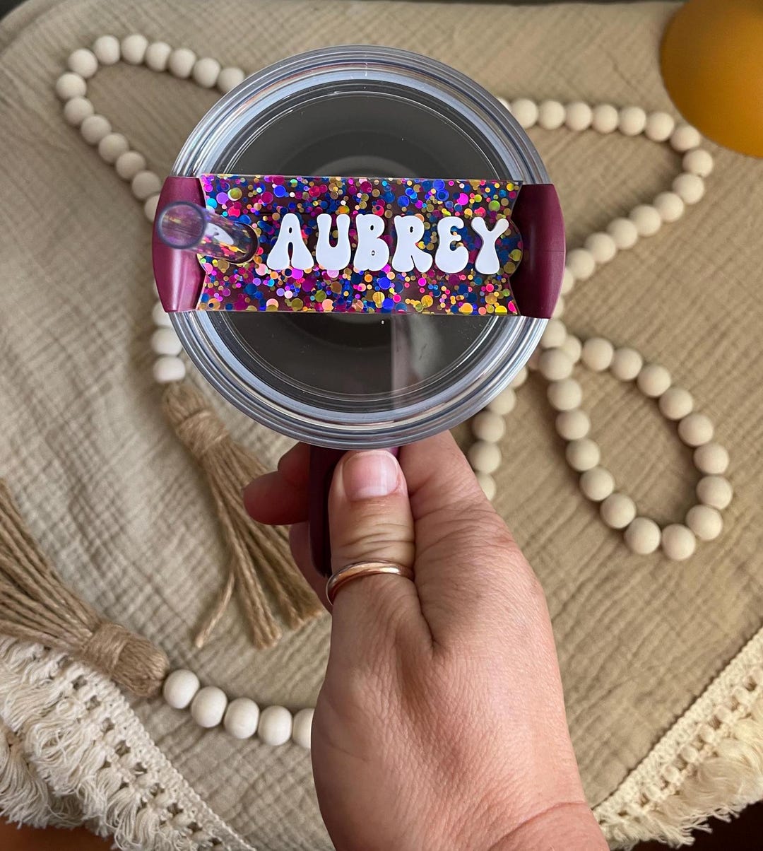 Magenta Blue Gold Confetti Name Plate for 40oz Tumbler Cup Tumbler Name ...