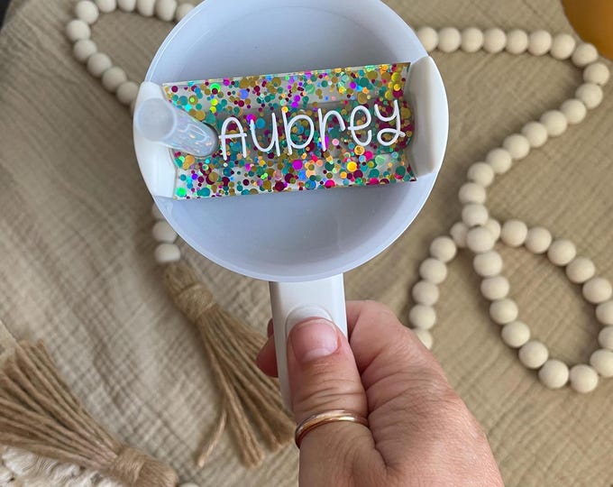 Teal Pink Gold Confetti Name Plate for 20 300oz Tumbler Cup Tumbler ...