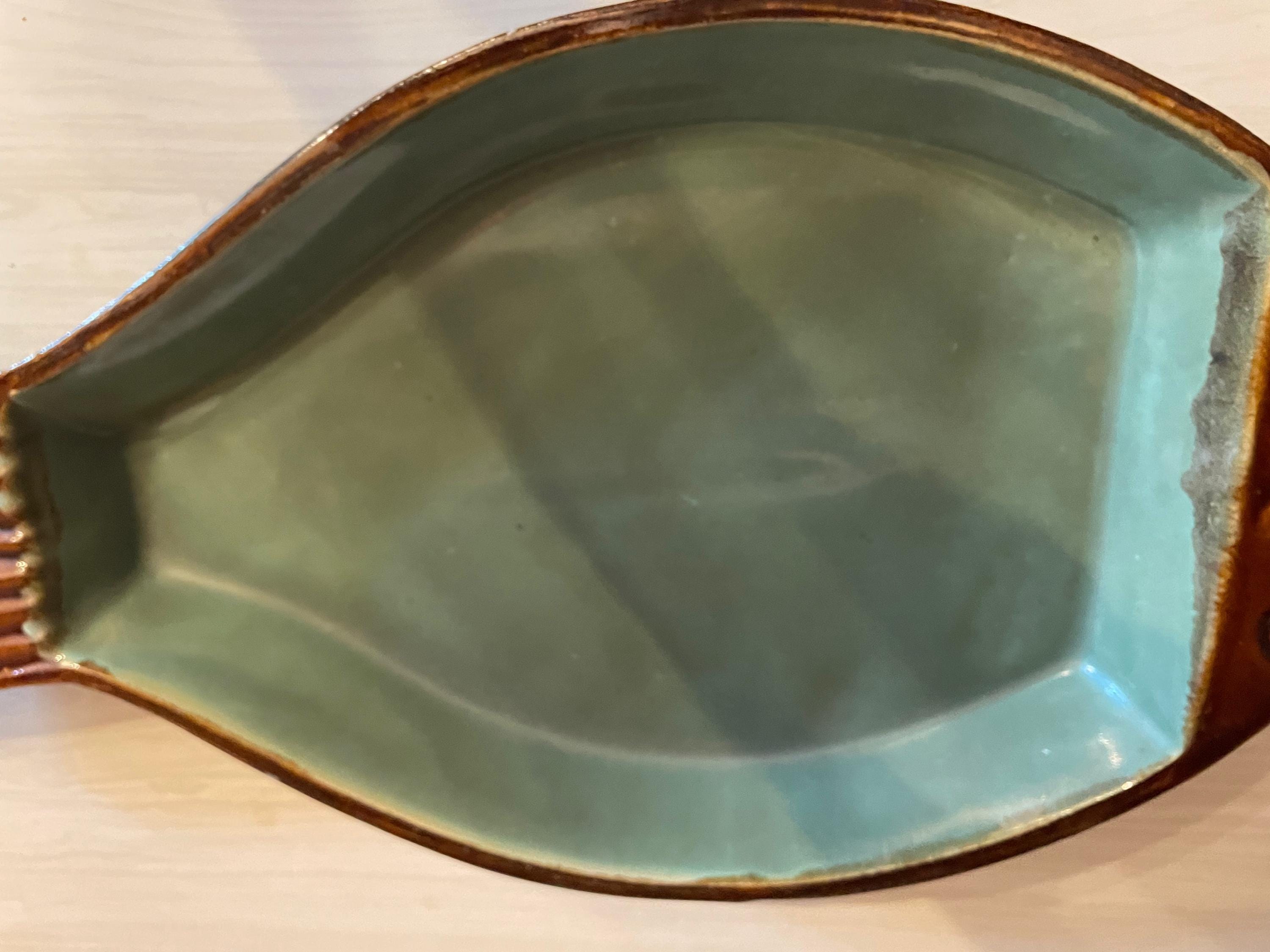 Vintage Ceramic Fish Platter Teal/brown - Etsy
