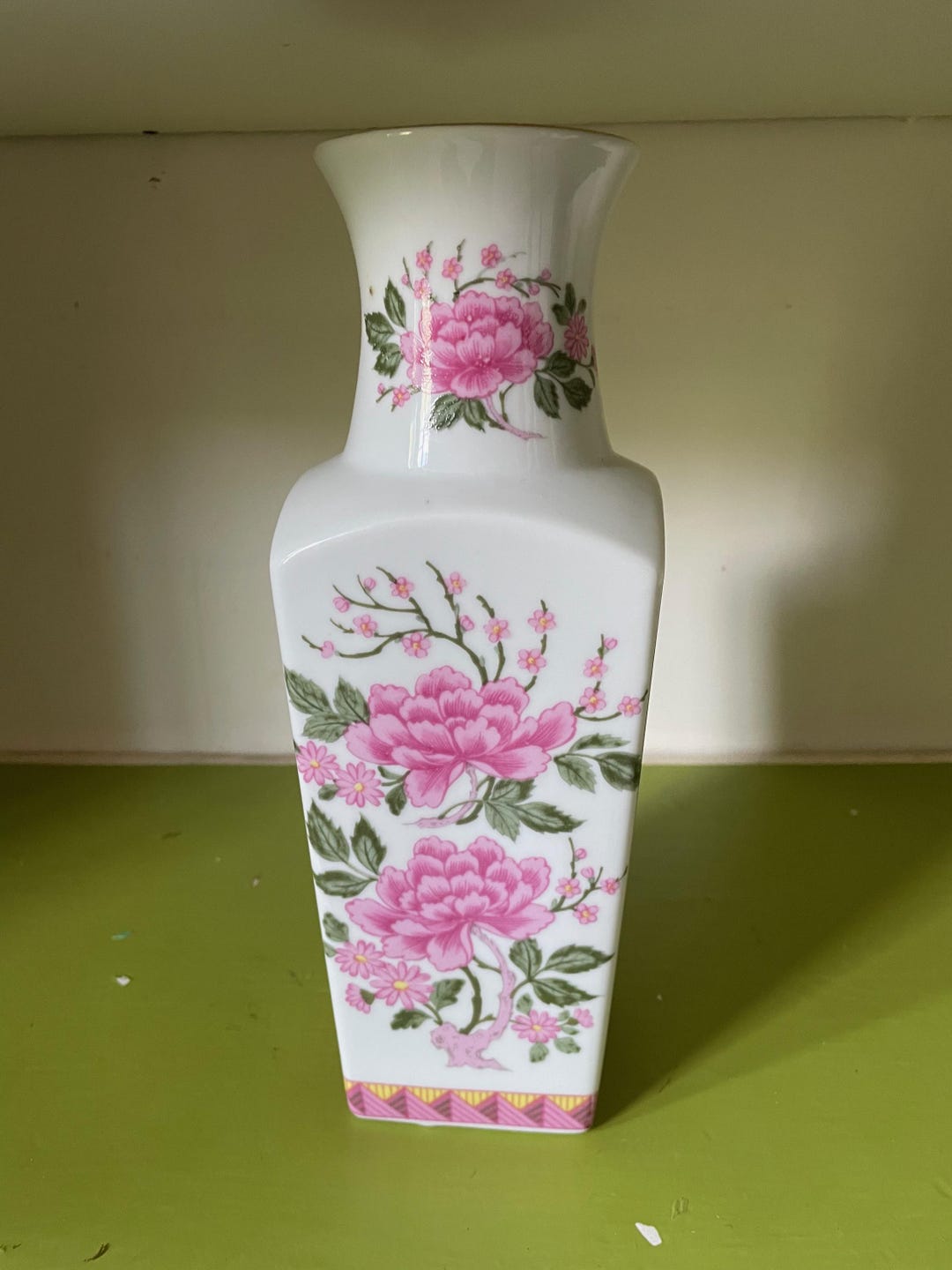 Mingei Handcrafted Porcelain Japan Pink Floral Vase 10.5 Inches Tall - Etsy
