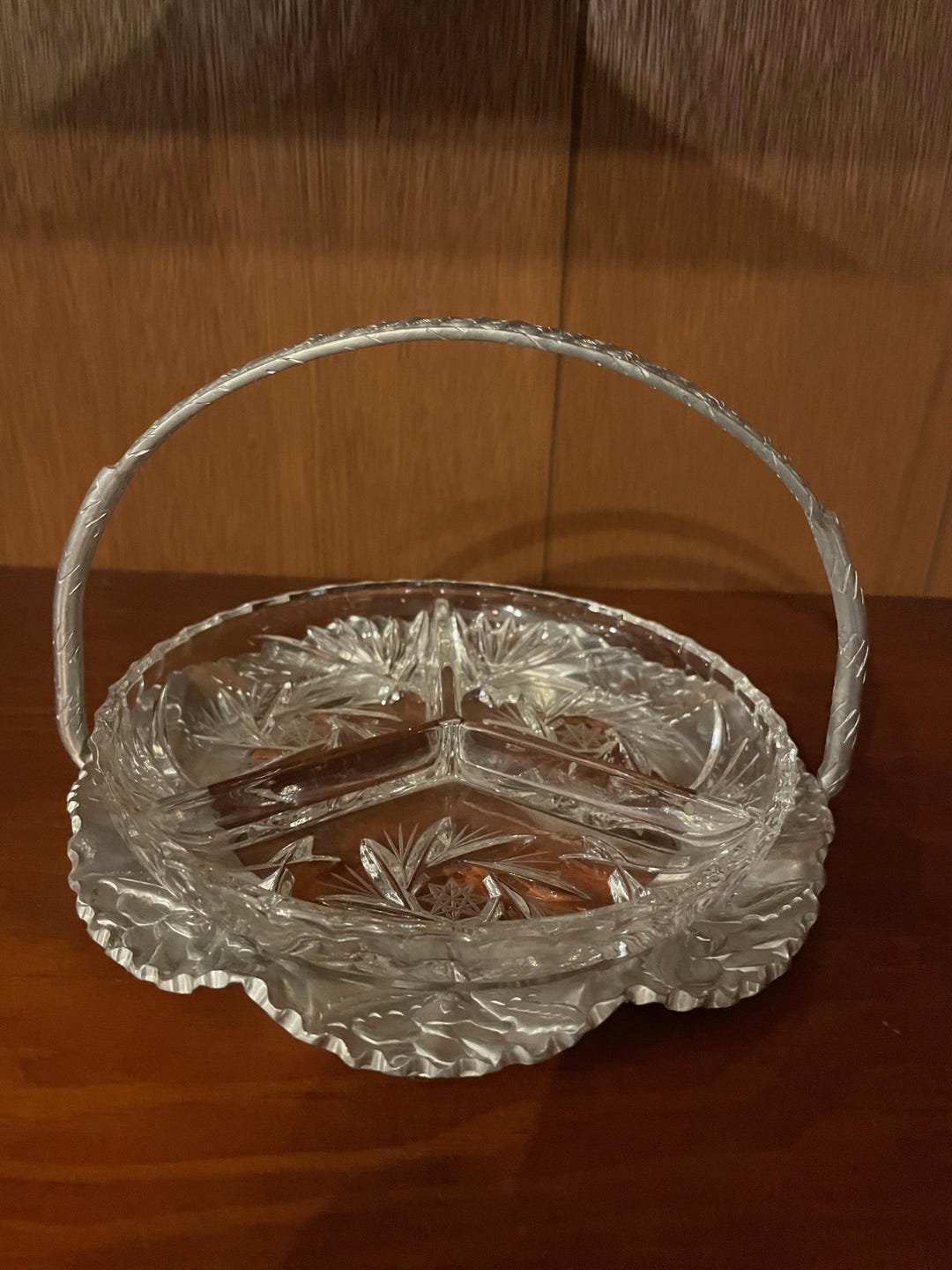 Vintage Crystal Snack Bowl With Aluminum Holder and Handle. - Etsy