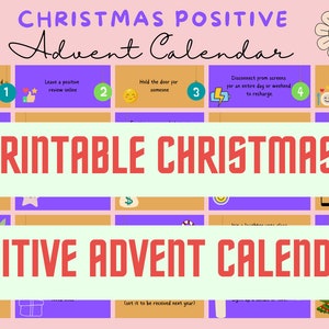 Printable Christmas Positive Advent Calendar, Count Down the Days ...