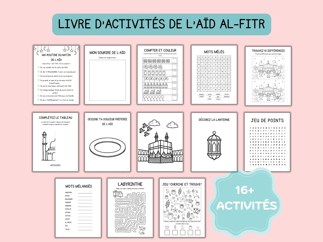Livre D’activités Eid Al-fitr Pour Enfants | Cahier Ramadan Islamique ...