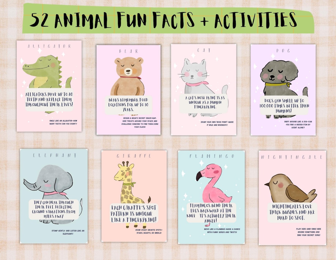Animal Fun Facts Flashcards | 52 Fun Activity Flashcards | Educational ...