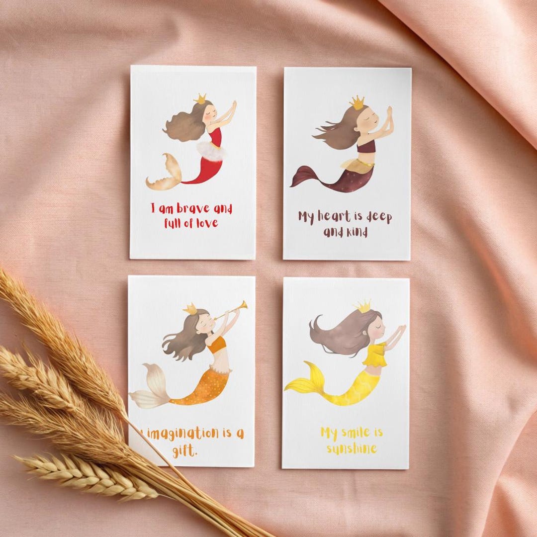 Mermaid Affirmation Flashcards | Color-themed Emotional Support for ...