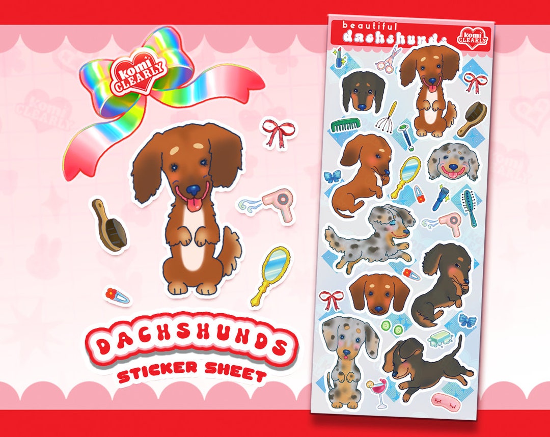 Dachshund Spa Day Sticker Sheet | Kawaii Dog Stickers | Wiener Dog ...