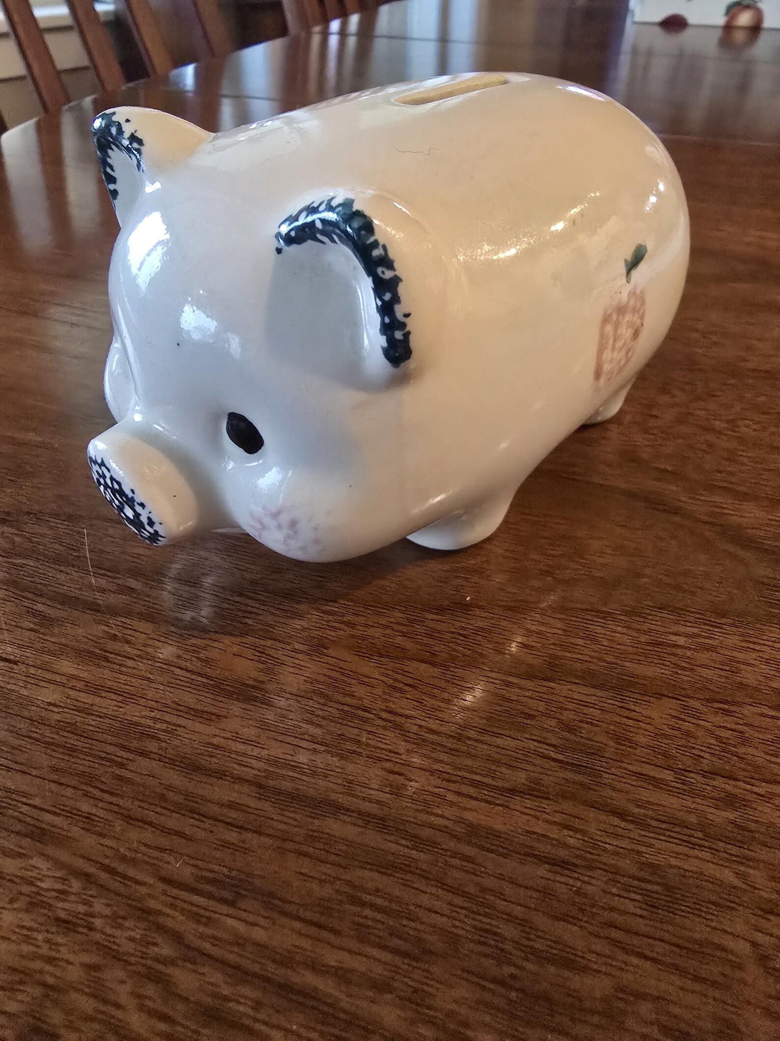 Vintage Piggy Bank Ceramic Spongeware Folk Art Farmhouse Country - Etsy
