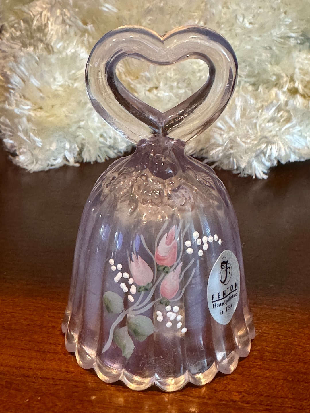 Fenton Bell Heart Loop Pink With Pink Flower - Etsy