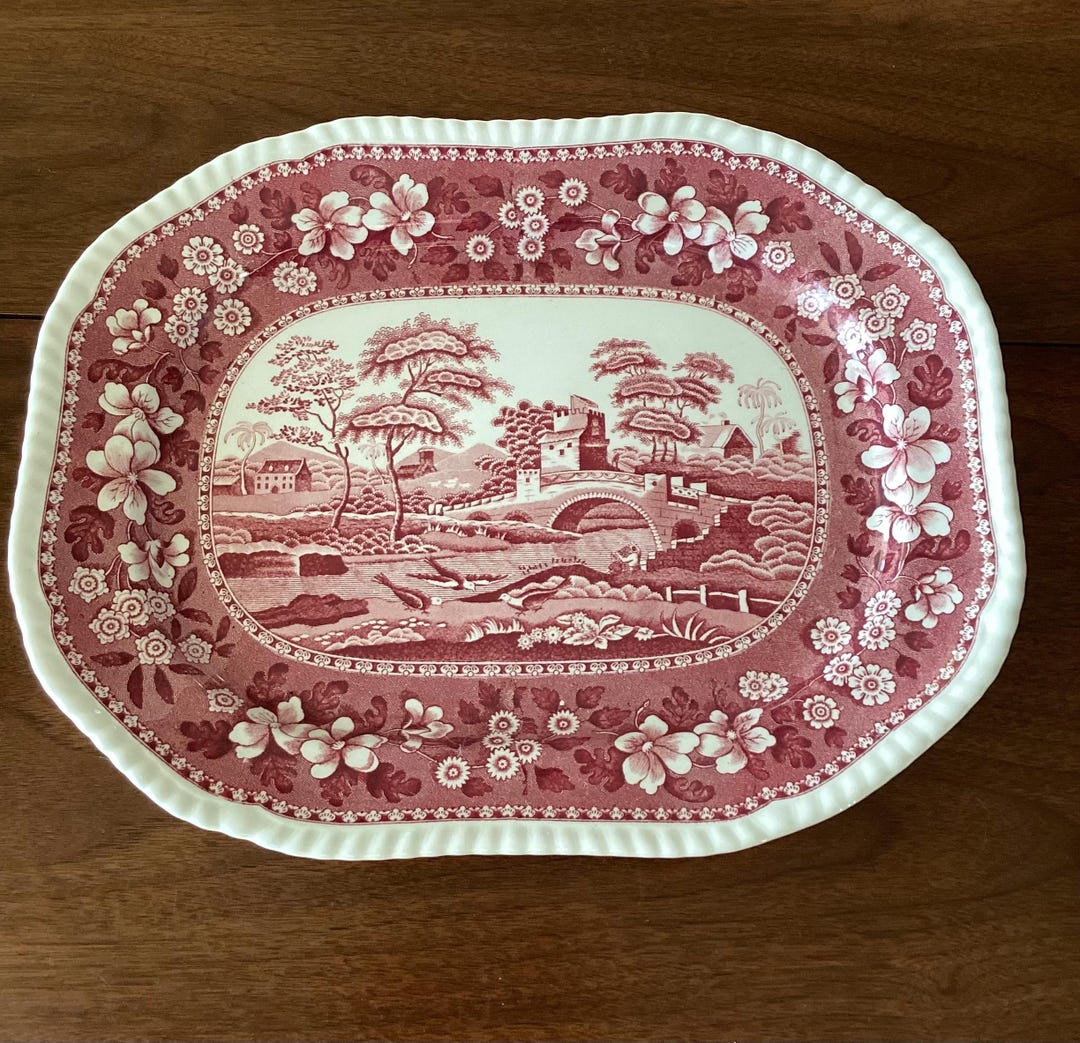 Copeland Spode Pink Tower Design Oval Platter 14 1/2 - Etsy