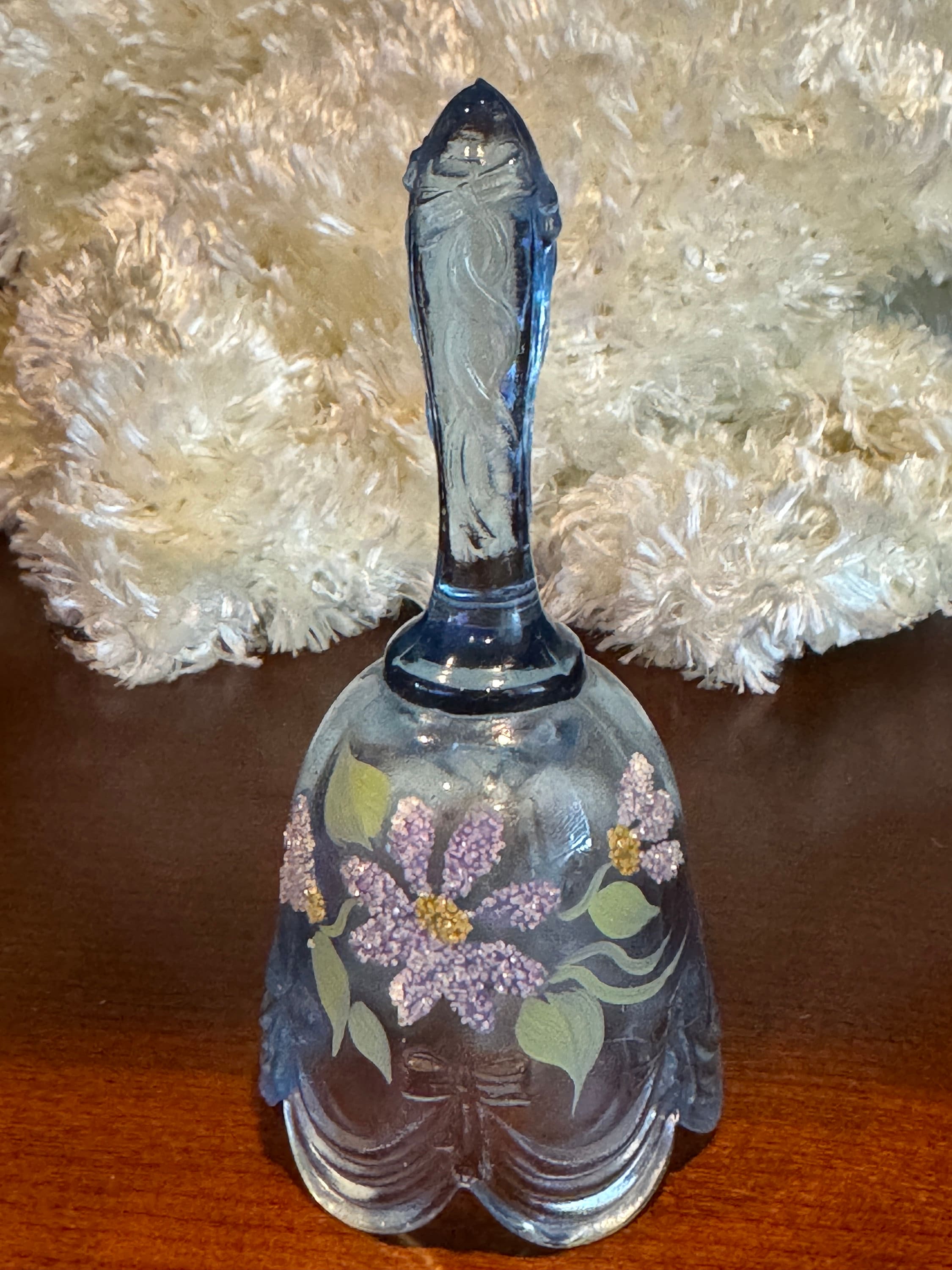 Fenton Bell Blue With Glittery Pink Flower - Etsy
