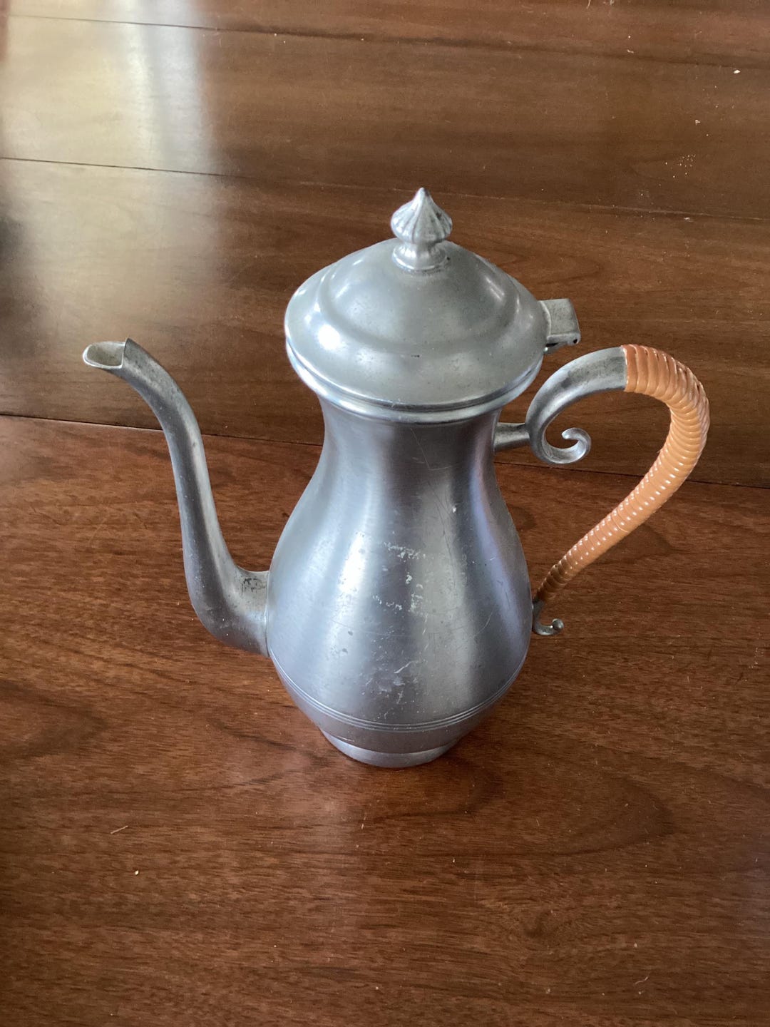 Kings Quality Pewter Teapot or Pitcher With Wicker Wrapped Handle by ...