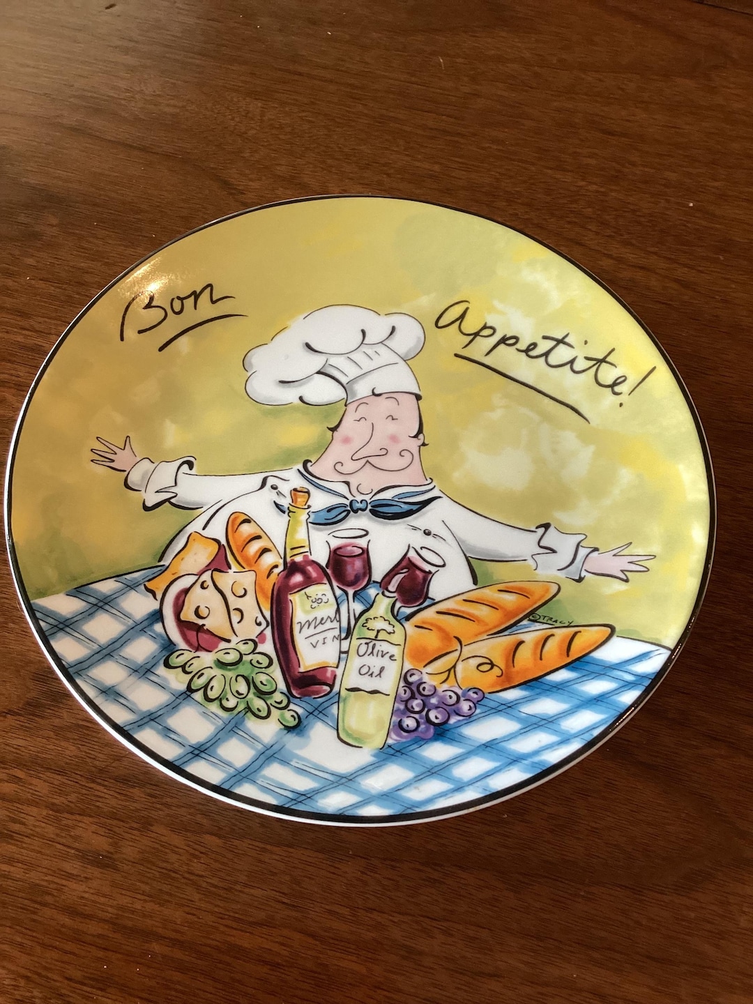 Mud Pie" Bon Appetite" Tracy Flickinger French Chef Plate Wall Decor ...