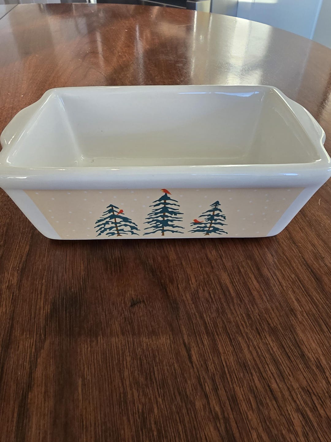 Luxor Pacific Stoneware Mini Loaf Pan Christmas Trees Red Birds ...
