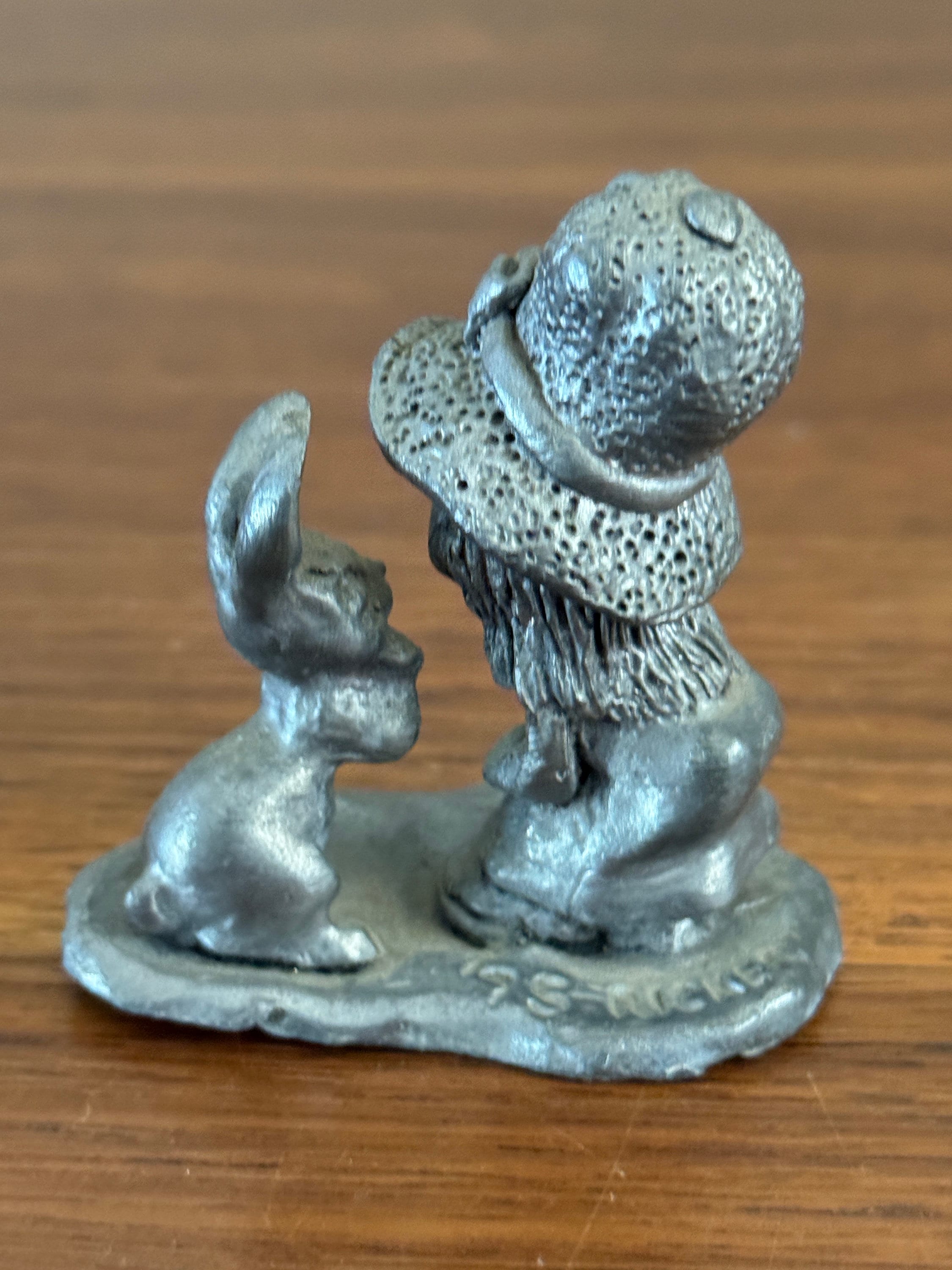 Michael Ricker Pewter Girl W/bunny Rabbit Figurine Handcrafted ...