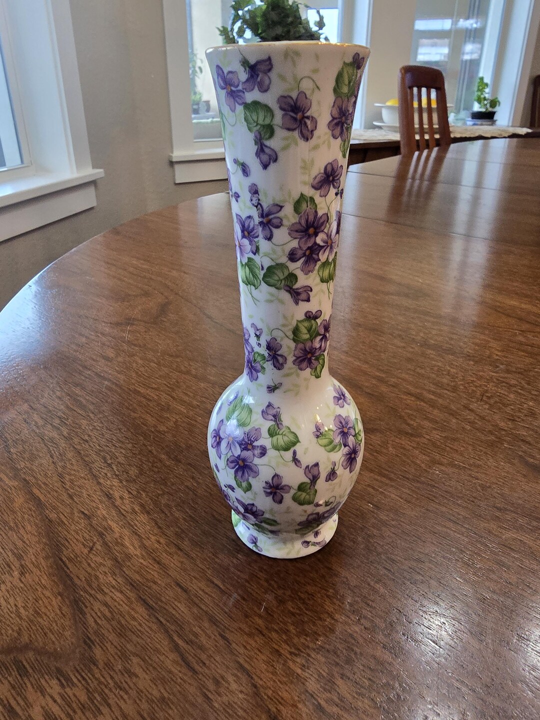Vintage Lefton China Violet Chintz 6 1/4" Bud Vase / Cottagecore ...