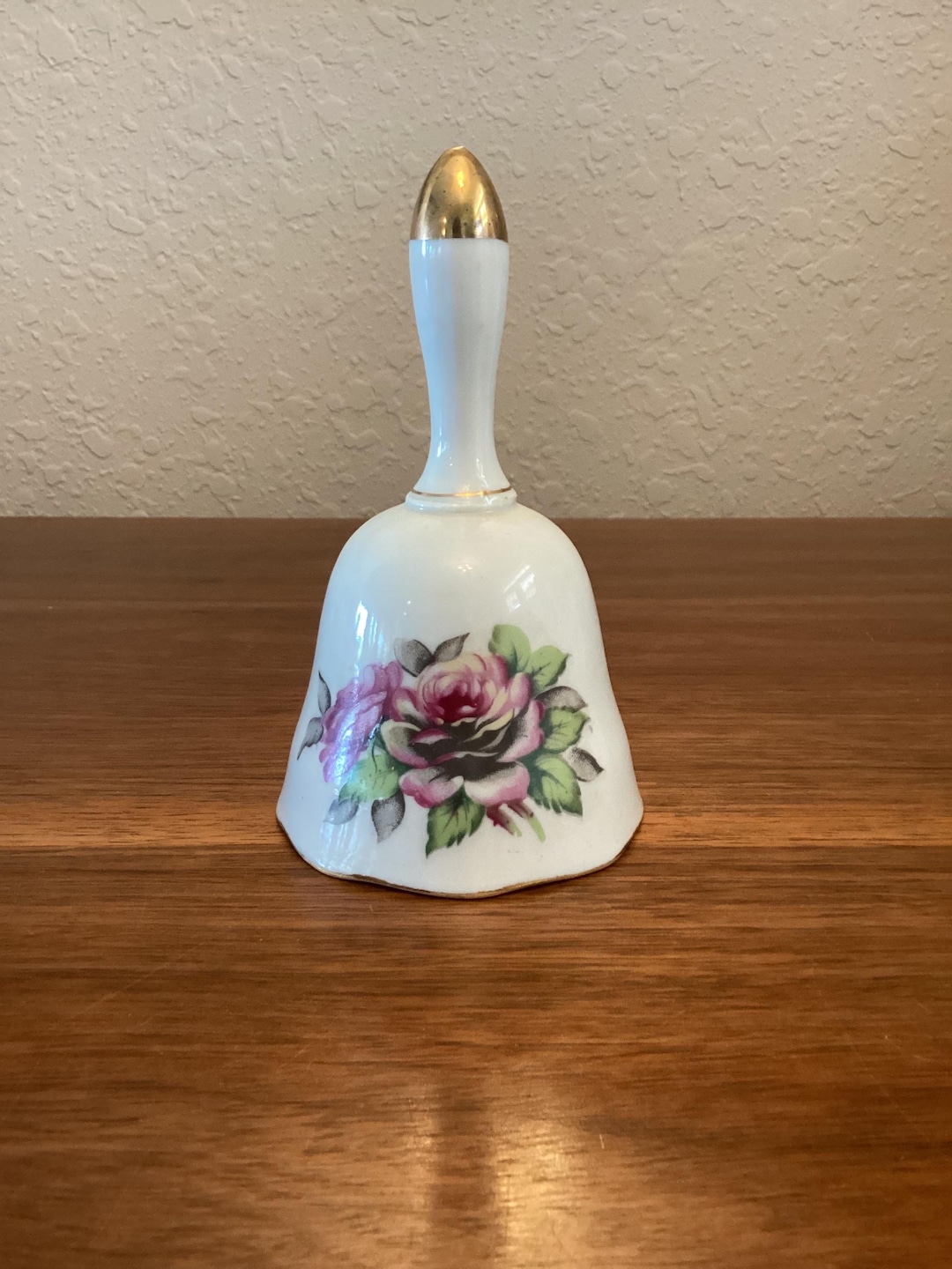 Porcelain Bell With Floral With Gold Trim - Etsy