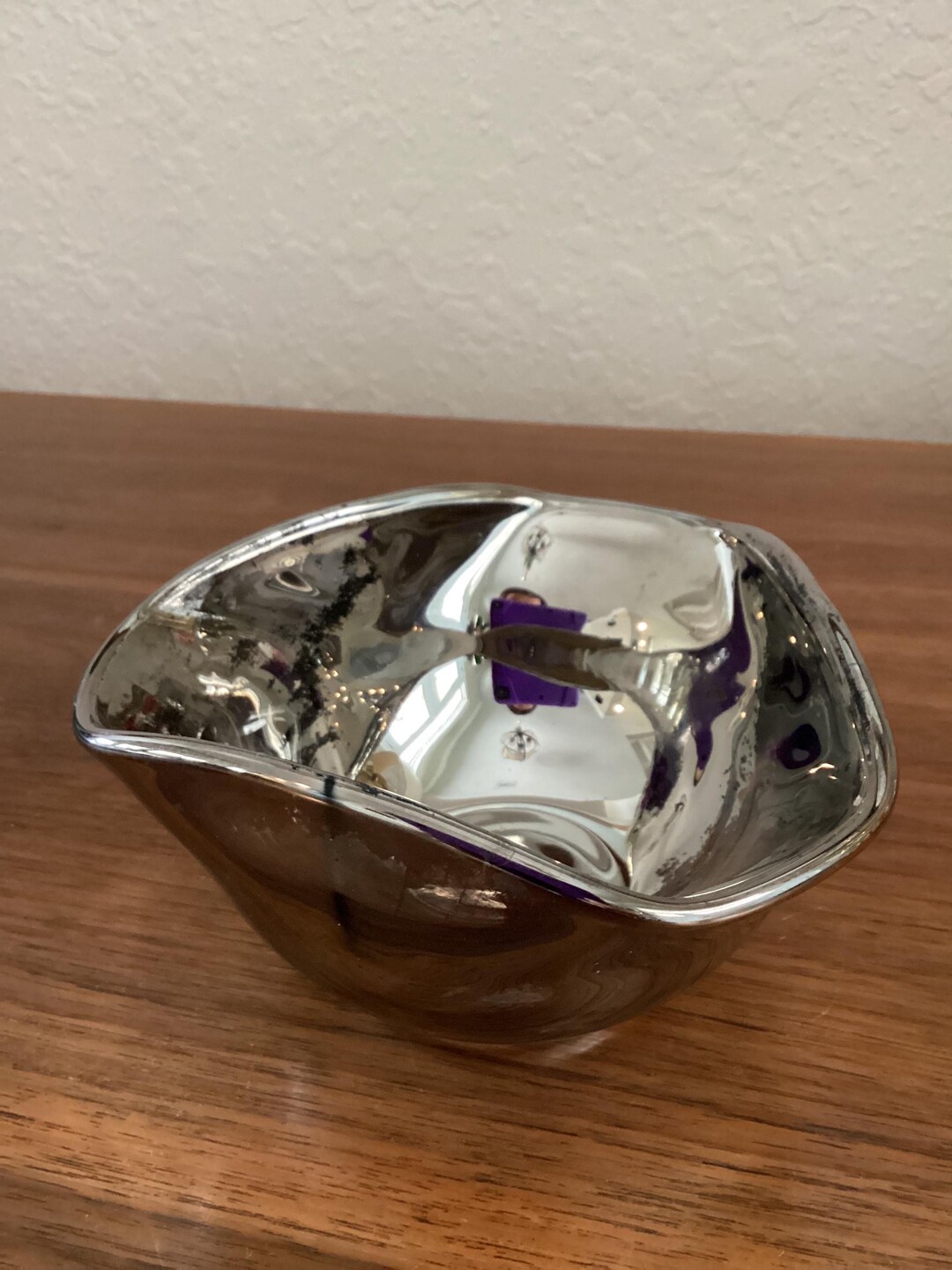 Queen's Lusterware Silver Fade Ombre Rim Glass Salad Bowl - Etsy