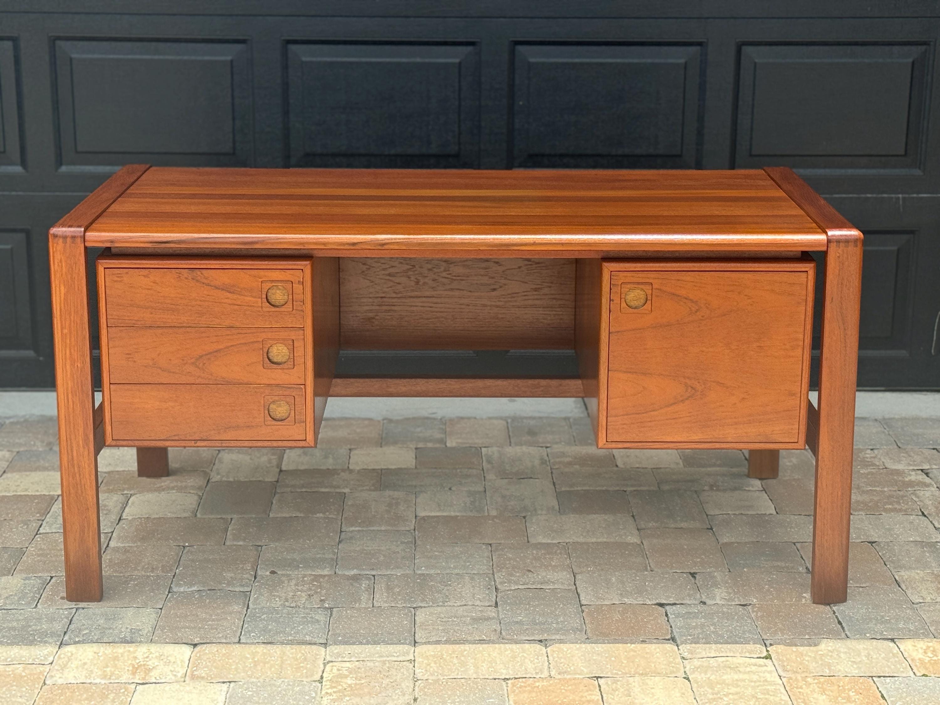 H.P. Hansen MCM Teak Floating Executive Desk Local Pickup Only Etsy