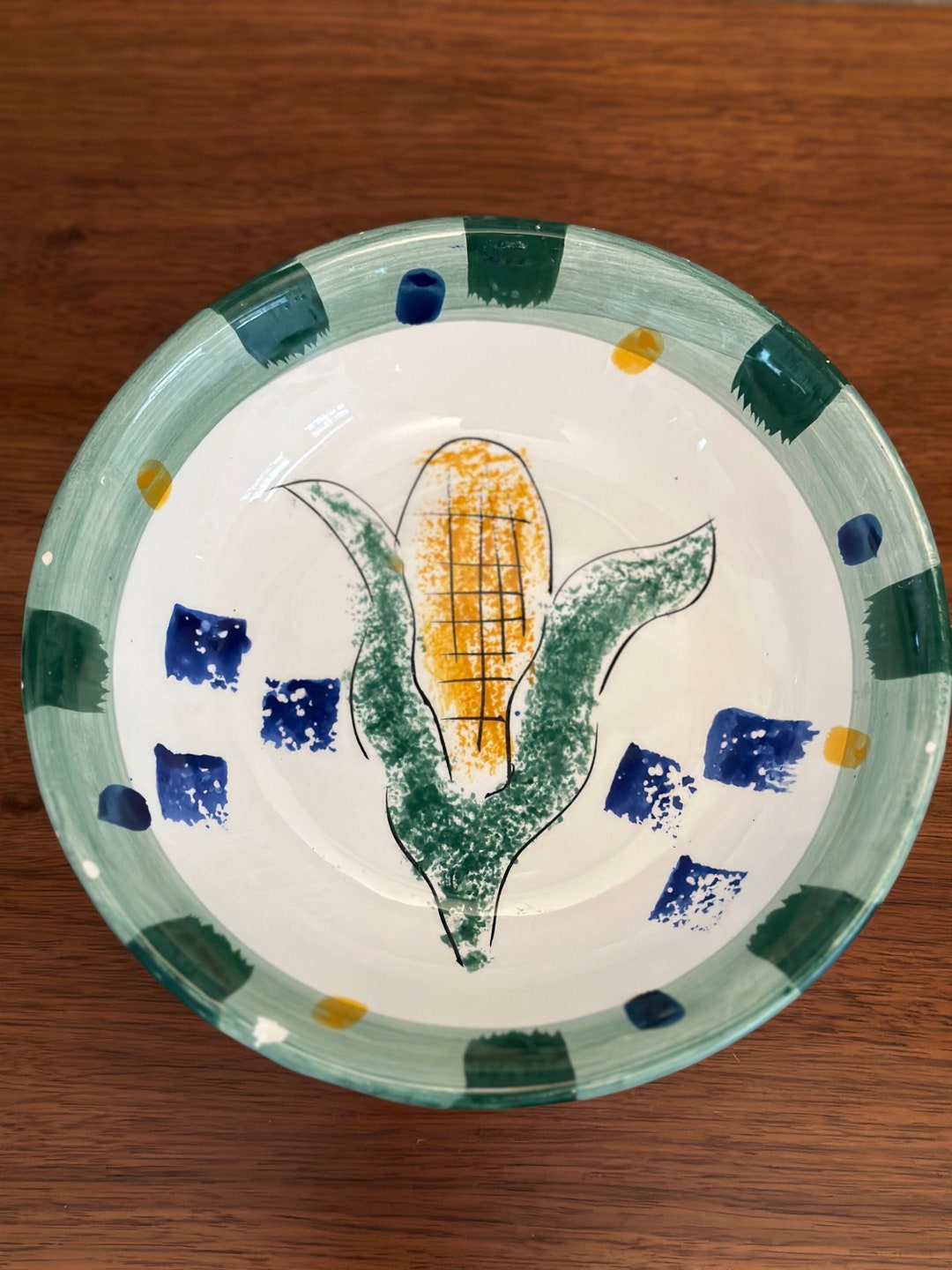Hausenware by Mary Jane Mitchell 8” Hand Painted Bowl W/corn Cobb - Etsy