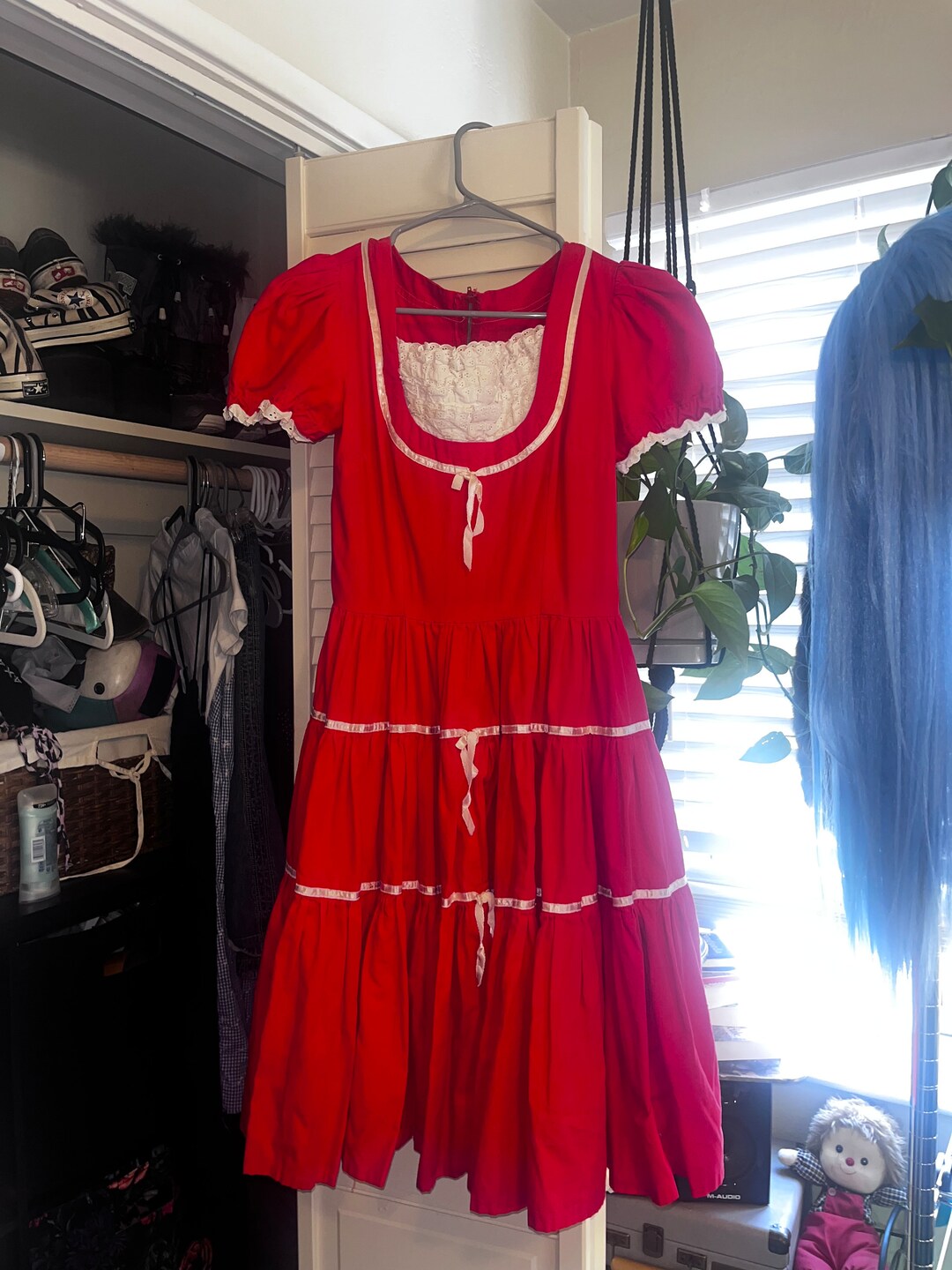Vintage Prairie Style Red Dress - Etsy