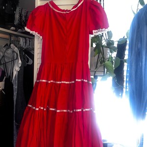 Vintage Prairie Style Red Dress - Etsy