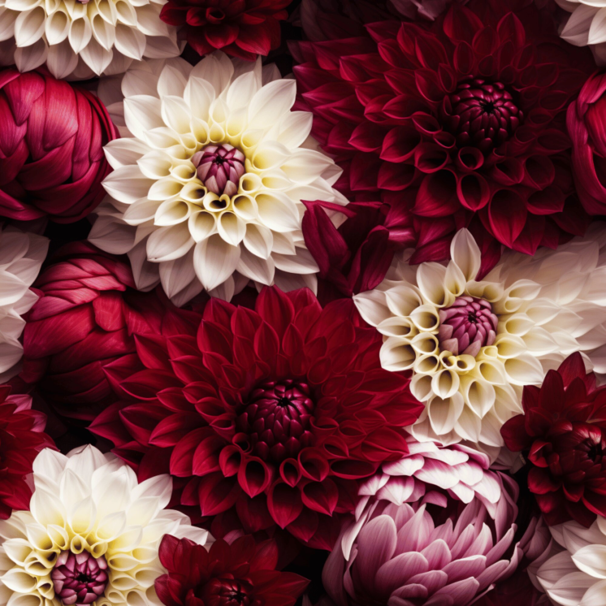 Dahlia Digital Paper, Seamless Dahlia Images, Tiled Printable Paper ...