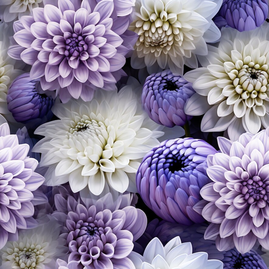 Dahlia Digital Paper, Seamless Dahlia Images, Tiled Printable Paper ...