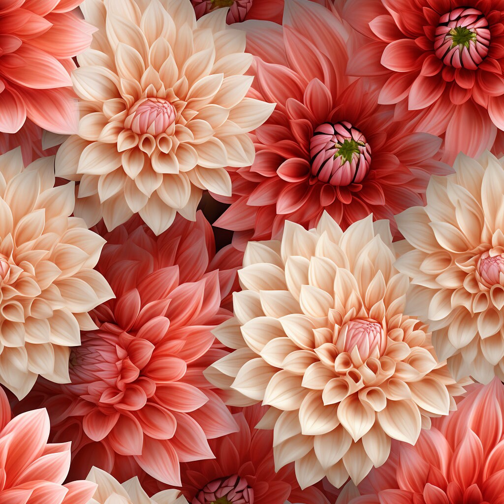 Dahlia Digital Paper, Seamless Dahlia Images, Tiled Printable Paper ...