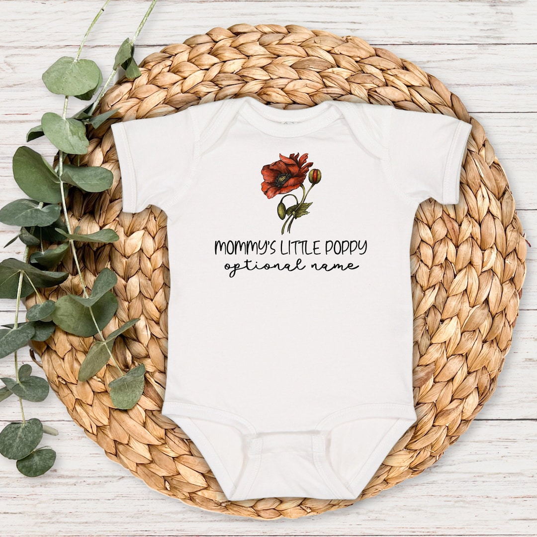 Personalized Birth Month Flower Onesie, Mommy's Little Poppy Floral ...
